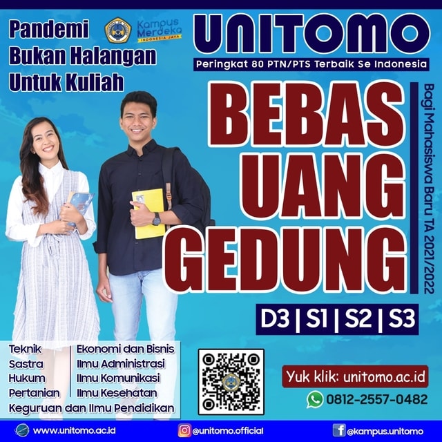 Unitomo Bebas Uang Gedung Mulai Tahun Ajaran 2021-2022